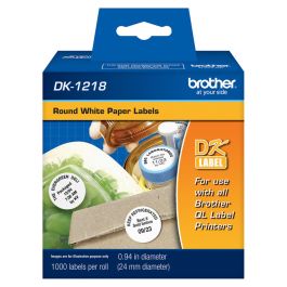 Genuine Brother DK-1218 White Round Die-Cut Paper Labels, 1000 per Roll ...